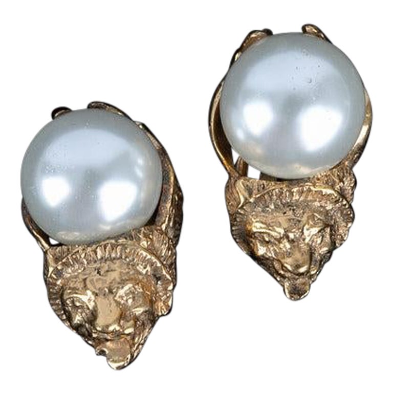 Chanel Lion Head Earrings Haute Couture For Sale at 1stDibs