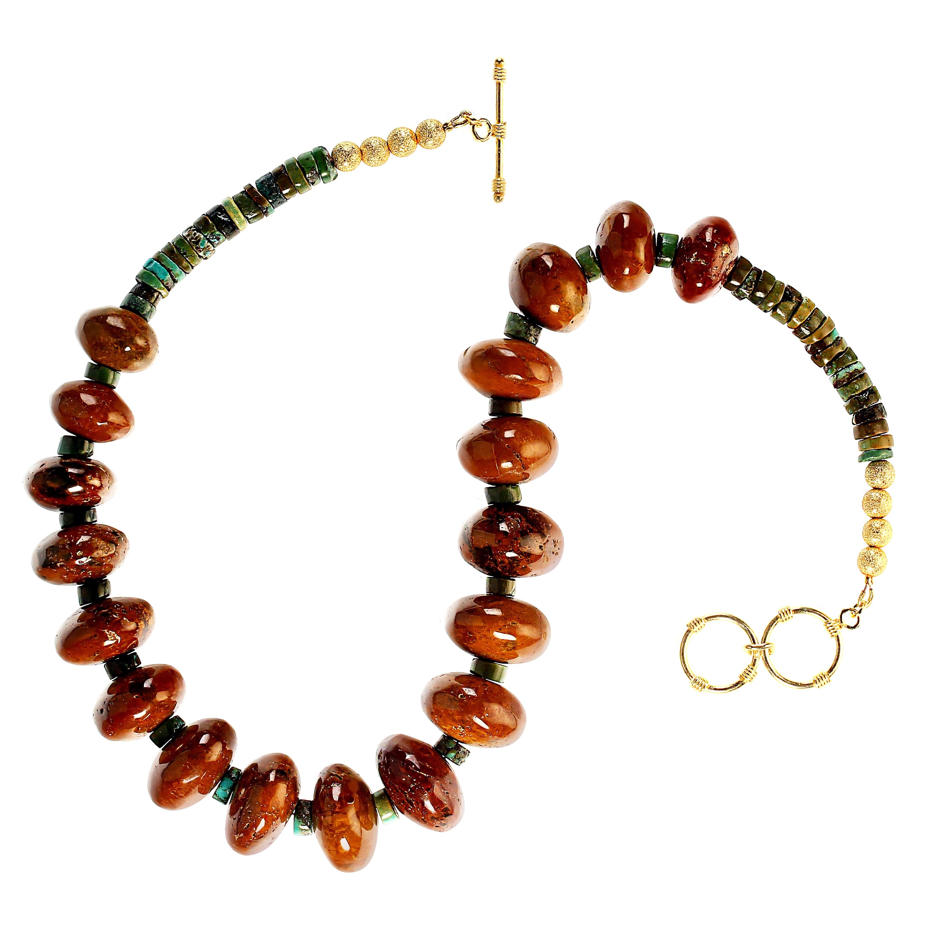 AJD 17 Inch Highly Polished Brown Turquoise Rondelle Necklace For Sale ...