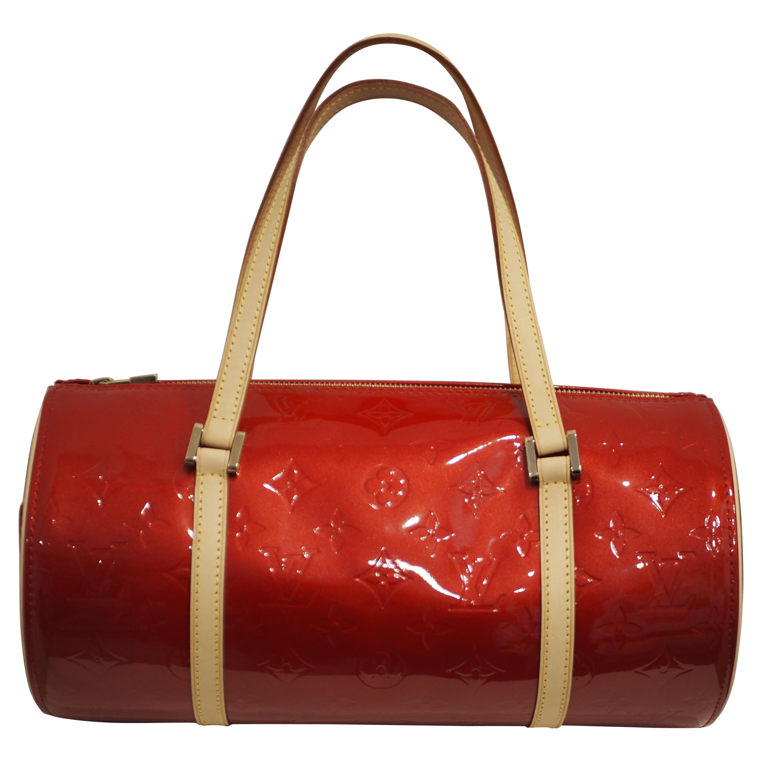 Louis Vuitton red patent leather papillon bag For Sale at 1stDibs