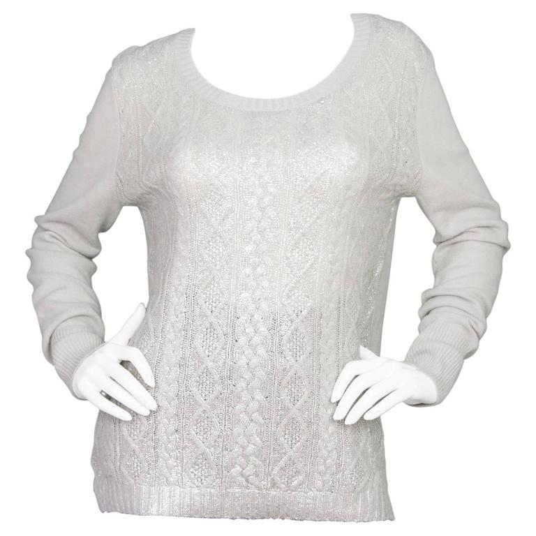 Christopher Fischer Grey and Silver Cashmere Sweater sz XL For Sale at ...
