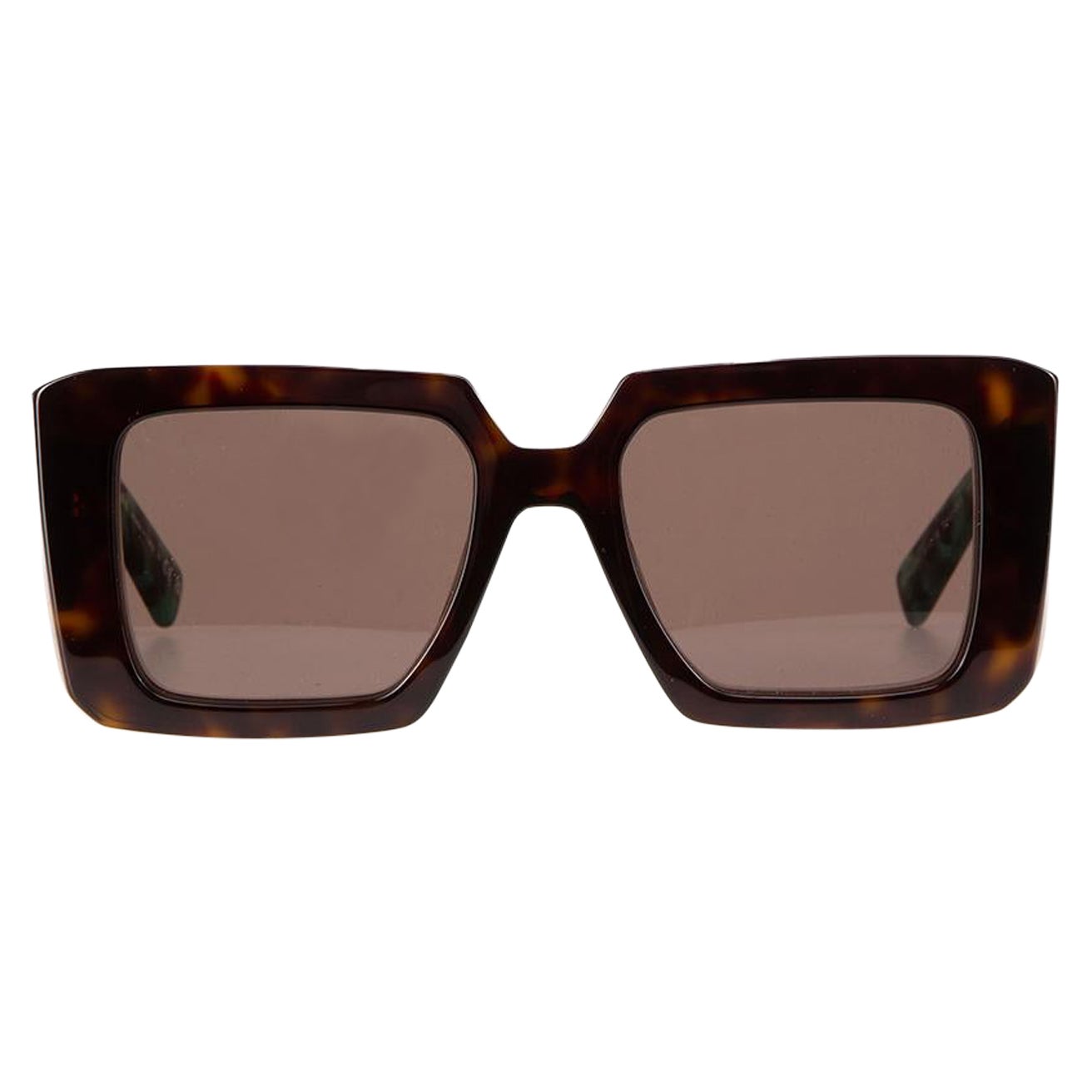 Prada Brown Square Frame Tortoiseshell Sunglasses For Sale at 1stDibs