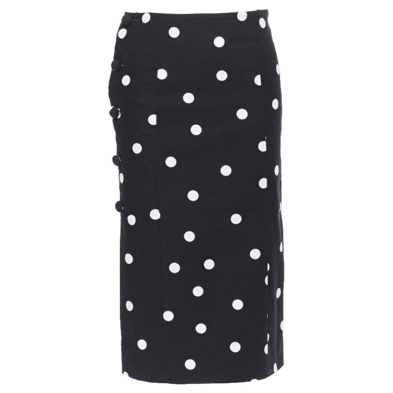 MONSE black white polka dot stif cotton button side pencil skirt US0 26 ...