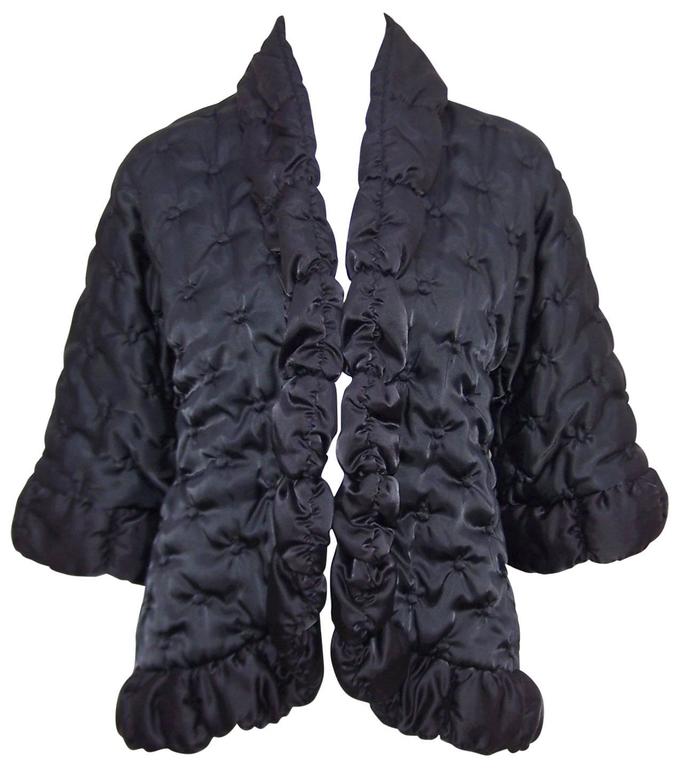 Vintage Odette Barsa Black Quilted Puffer Bed Jacket at 1stDibs