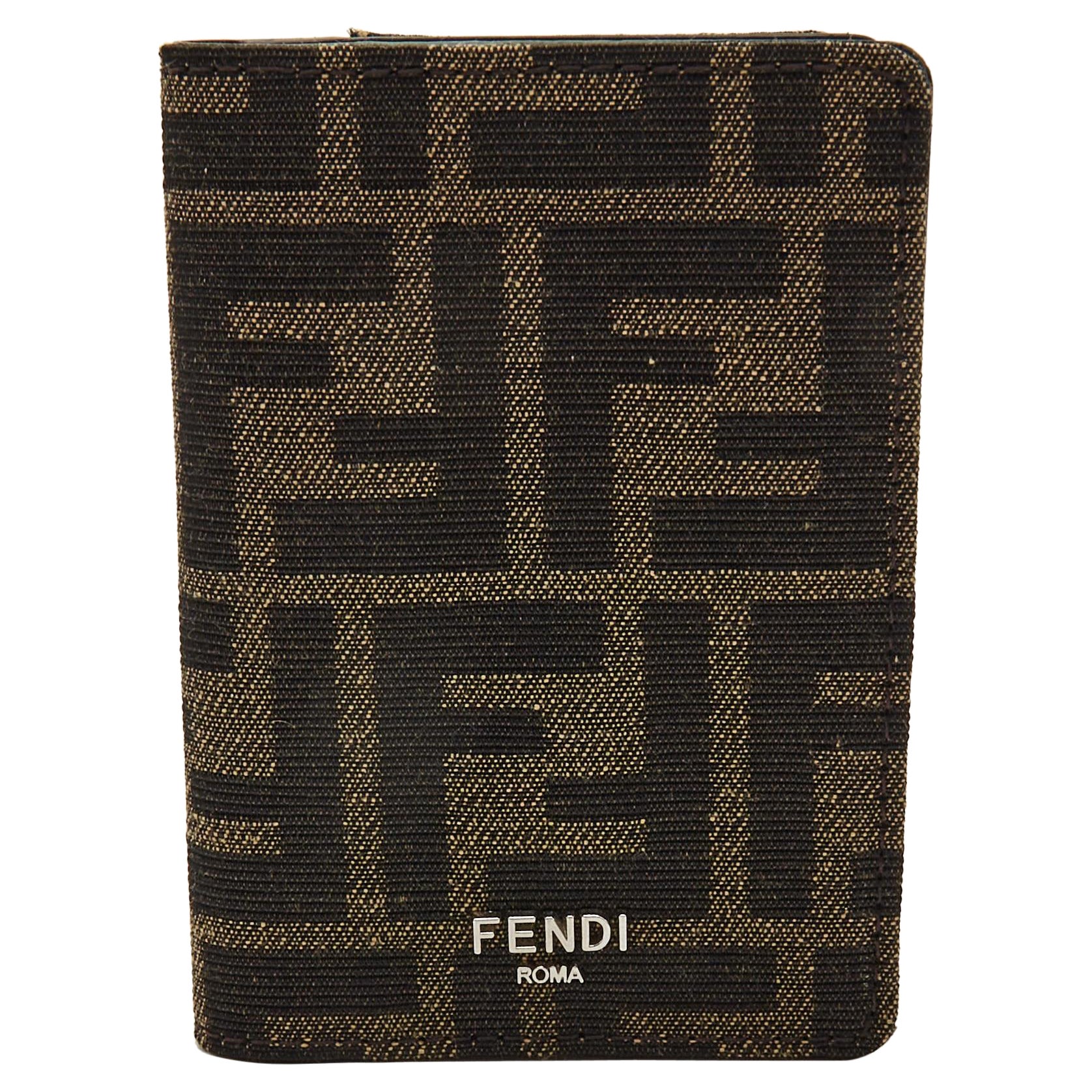 Fendi Brown Zucca Canvas Bifold Card Case For Sale at 1stDibs