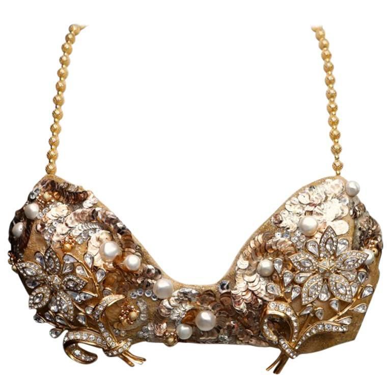 Christian Dior by Ferre Documented Gold-tone Jewellery Bra, 1993 at ...