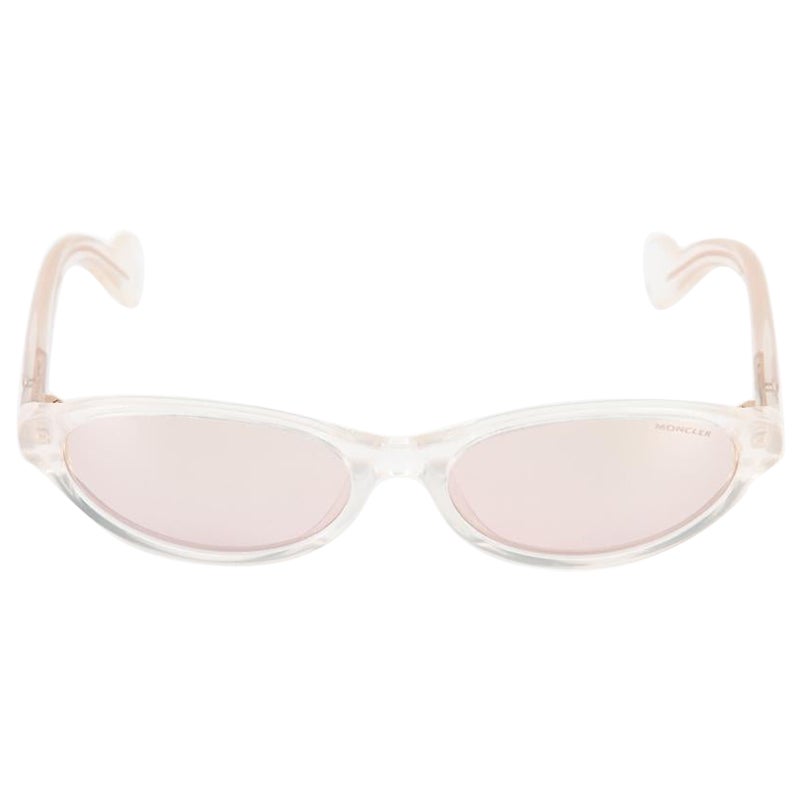Moncler White Transparent Oval Sunglasses For Sale at 1stDibs