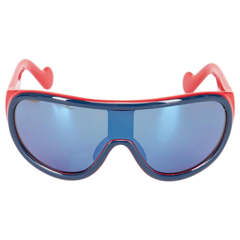 Moncler Red Mirrored Shield Sunglasses For Sale at 1stDibs