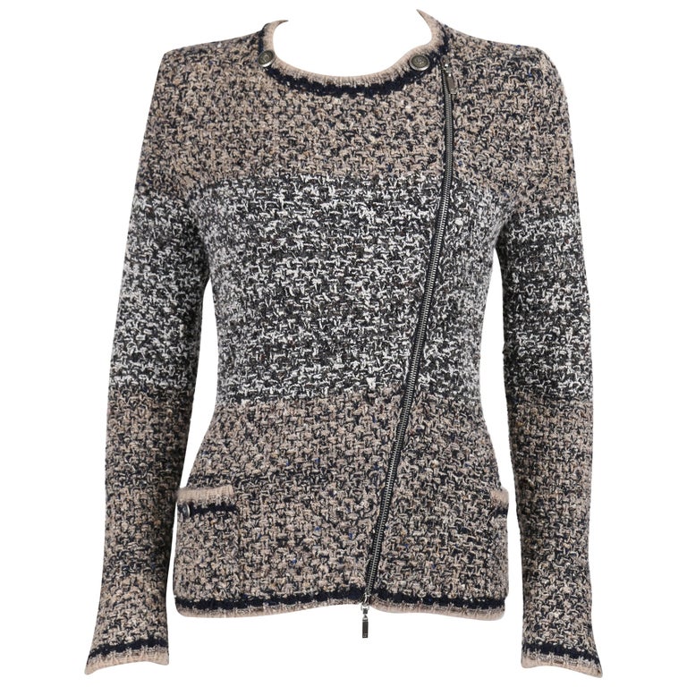 CHANEL A/W 2011 A-Symmetrical Front Side Zip Knitwear Cardigan Jacket ...