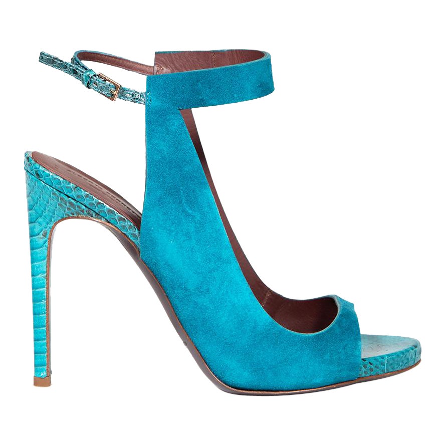 Alberta Ferretti Turquoise Python and Suede Sandals Size IT 37 For Sale ...