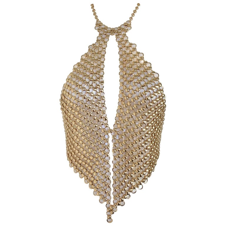 Gold chain link halter top at 1stDibs | gold chain halter top, gold ...
