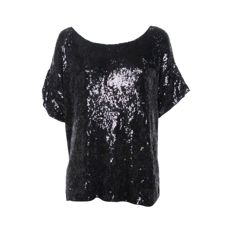 Pierre Balmain Black Sequin Embellished Oversized Knit Top M For Sale ...