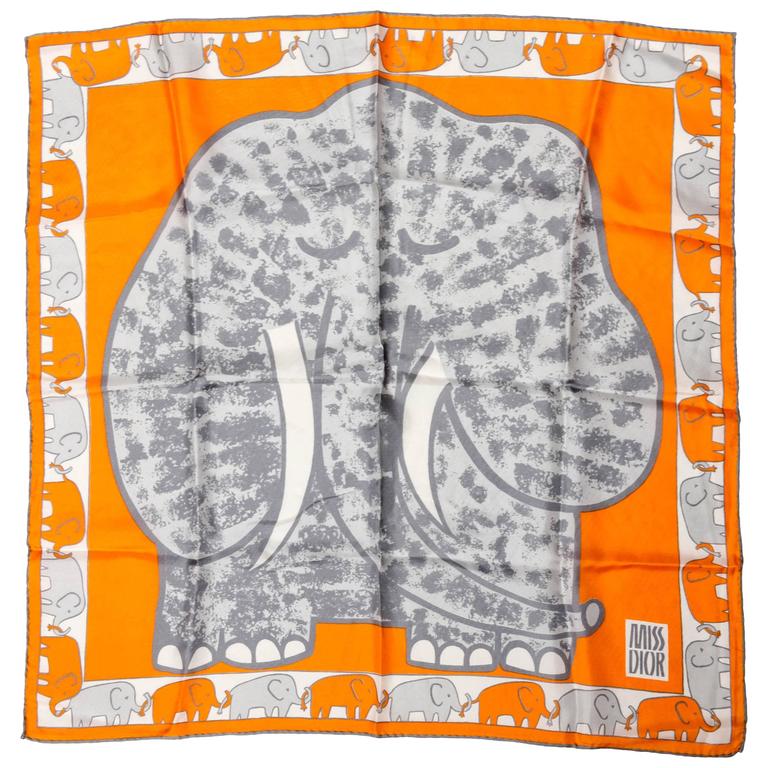 Miss Dior Silk Elephant Scarf at 1stDibs | elephant silk scarf