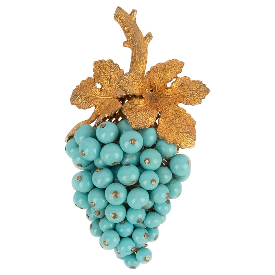 Rousselet Workshop Golden Metal Grape Brooch For Sale at 1stDibs