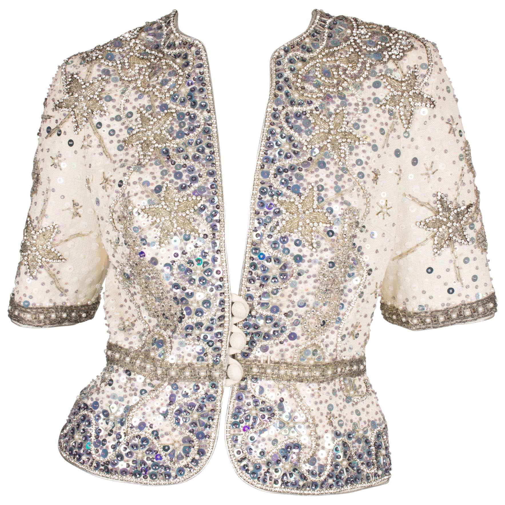 Frank Govers Sequin Jacket Vintage - silver/gray 1980 at 1stDibs