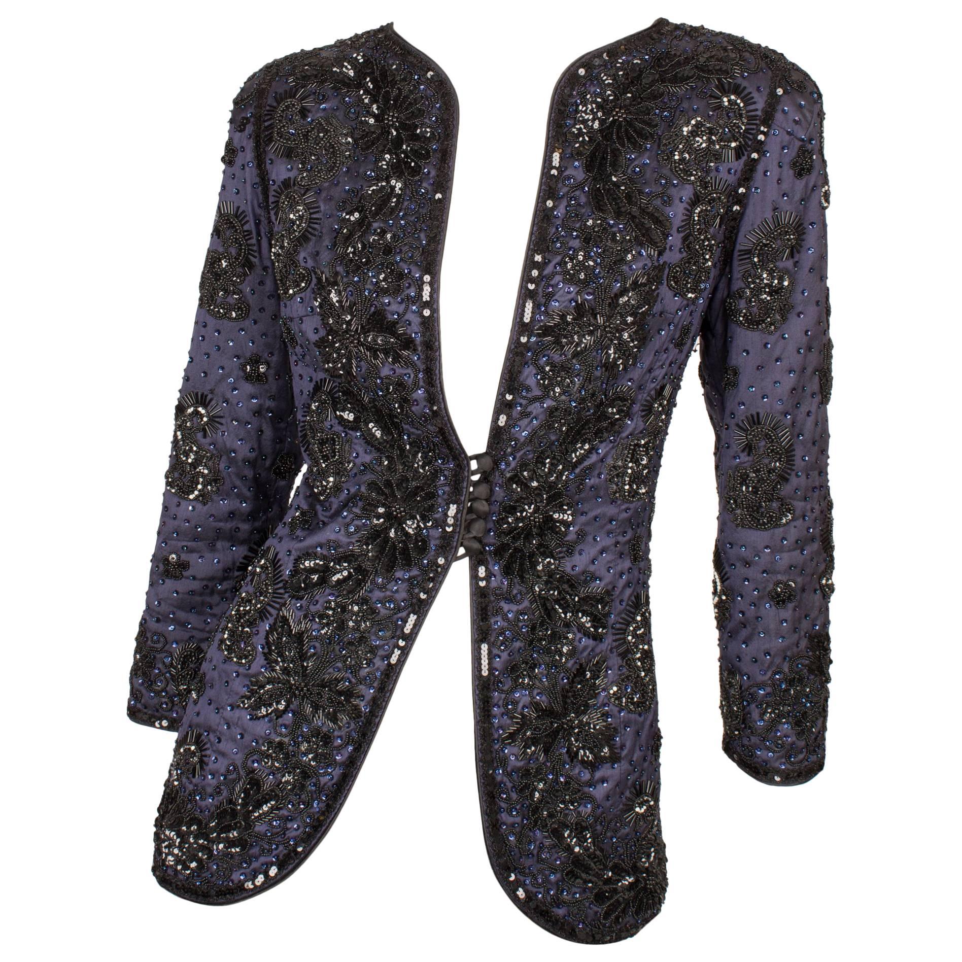 Frank Govers Sequin Jacket Vintage - dark blue/black For Sale at 1stDibs
