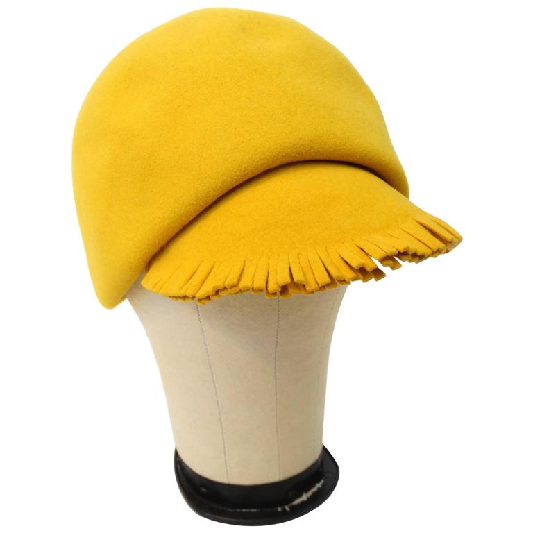 1960s Prime Rose Yellow Mr John Bonnet Cap at 1stDibs