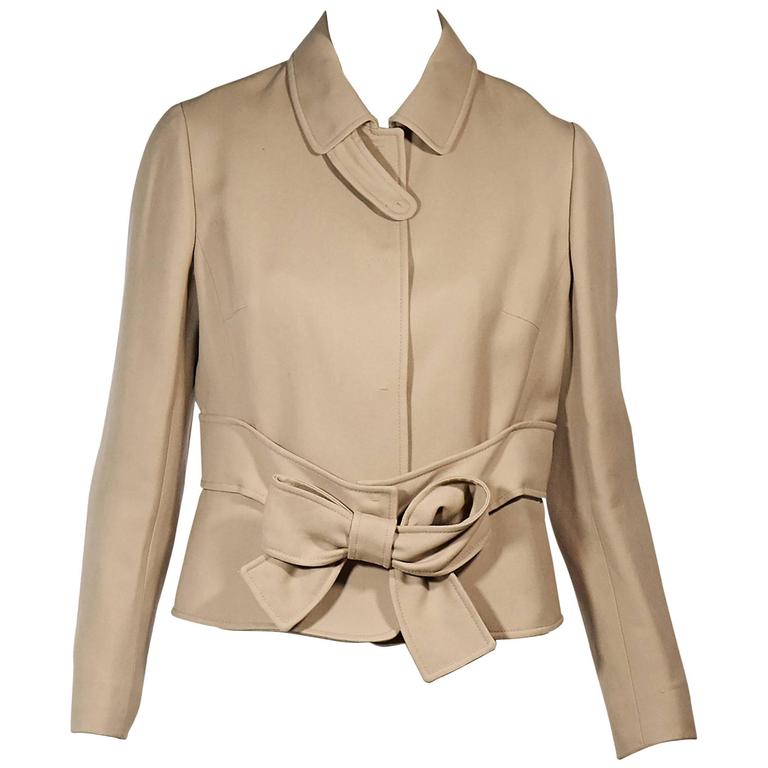 Tan Valentino Bow Coat For Sale at 1stDibs