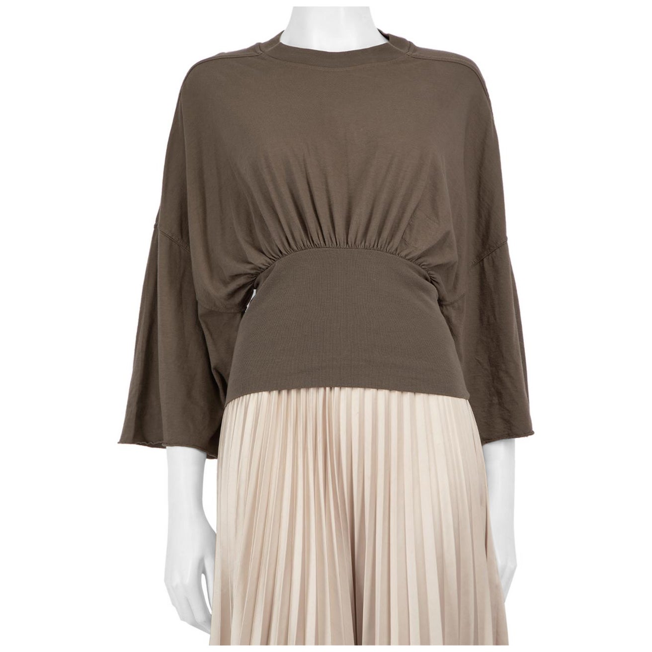 Rick Owens Brown Loose Fit Ruch Detail Top Size M For Sale at 1stDibs