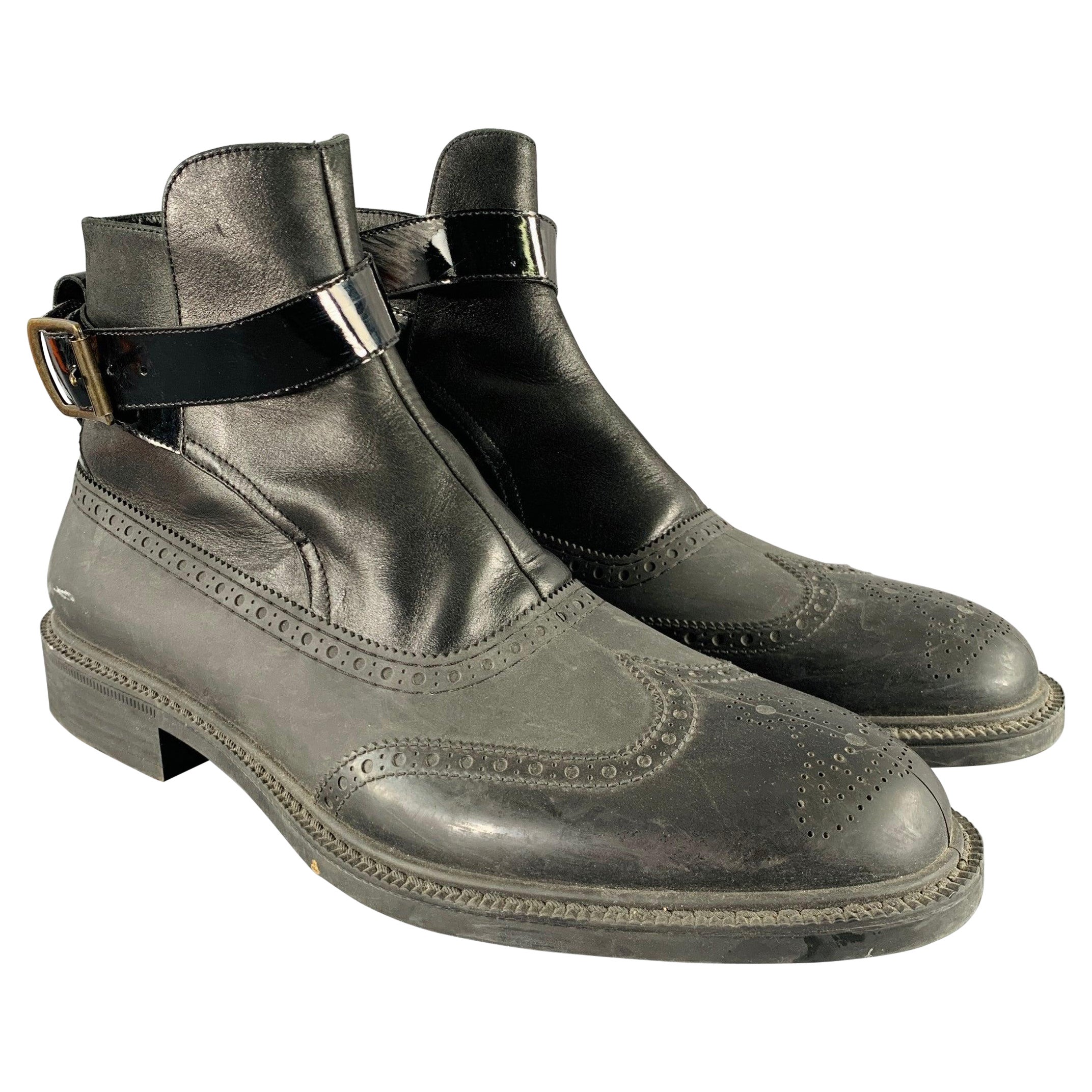 VIVIENNE WESTWOOD Size 12 Black Dark Grey Perforated Rubber Ankle Strap ...