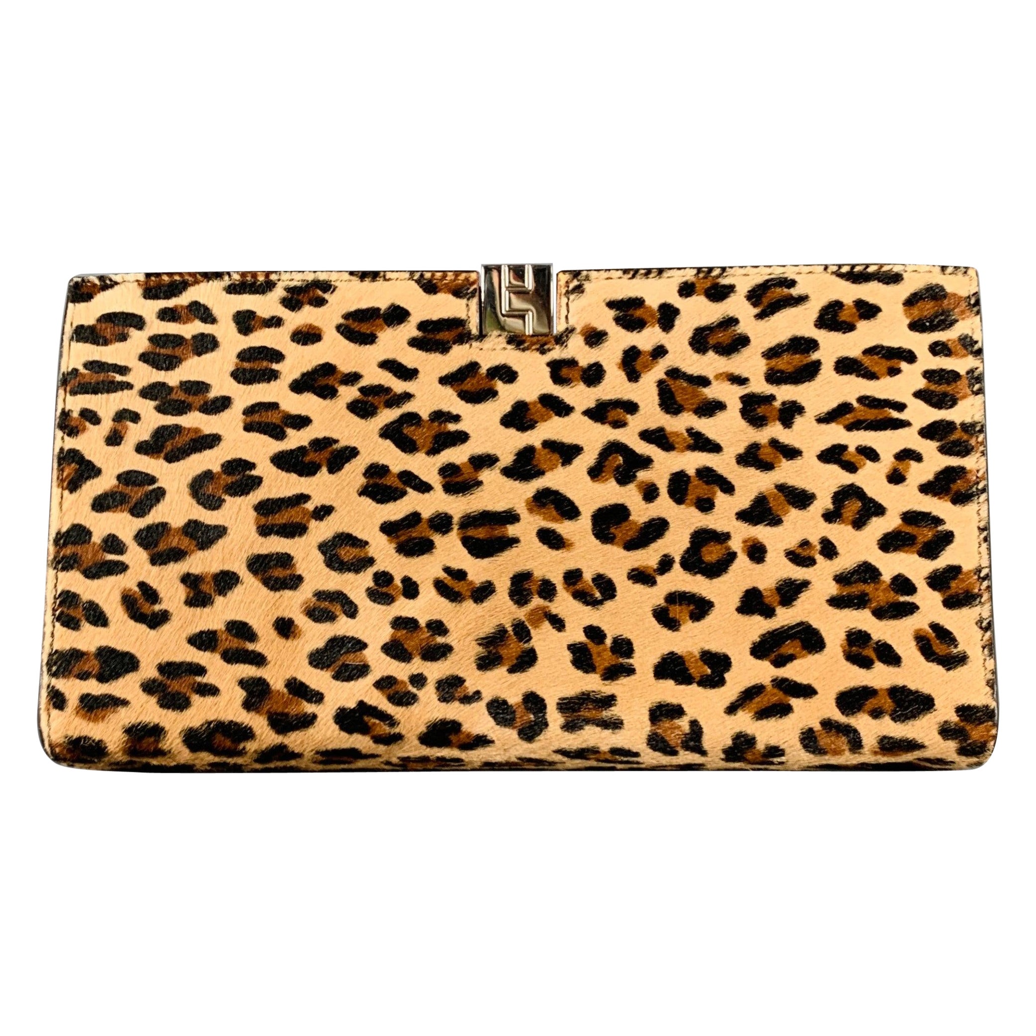 LAMBERTSON TRUEX Beige Brown Animal Print Calf Hair Clutch For Sale at ...