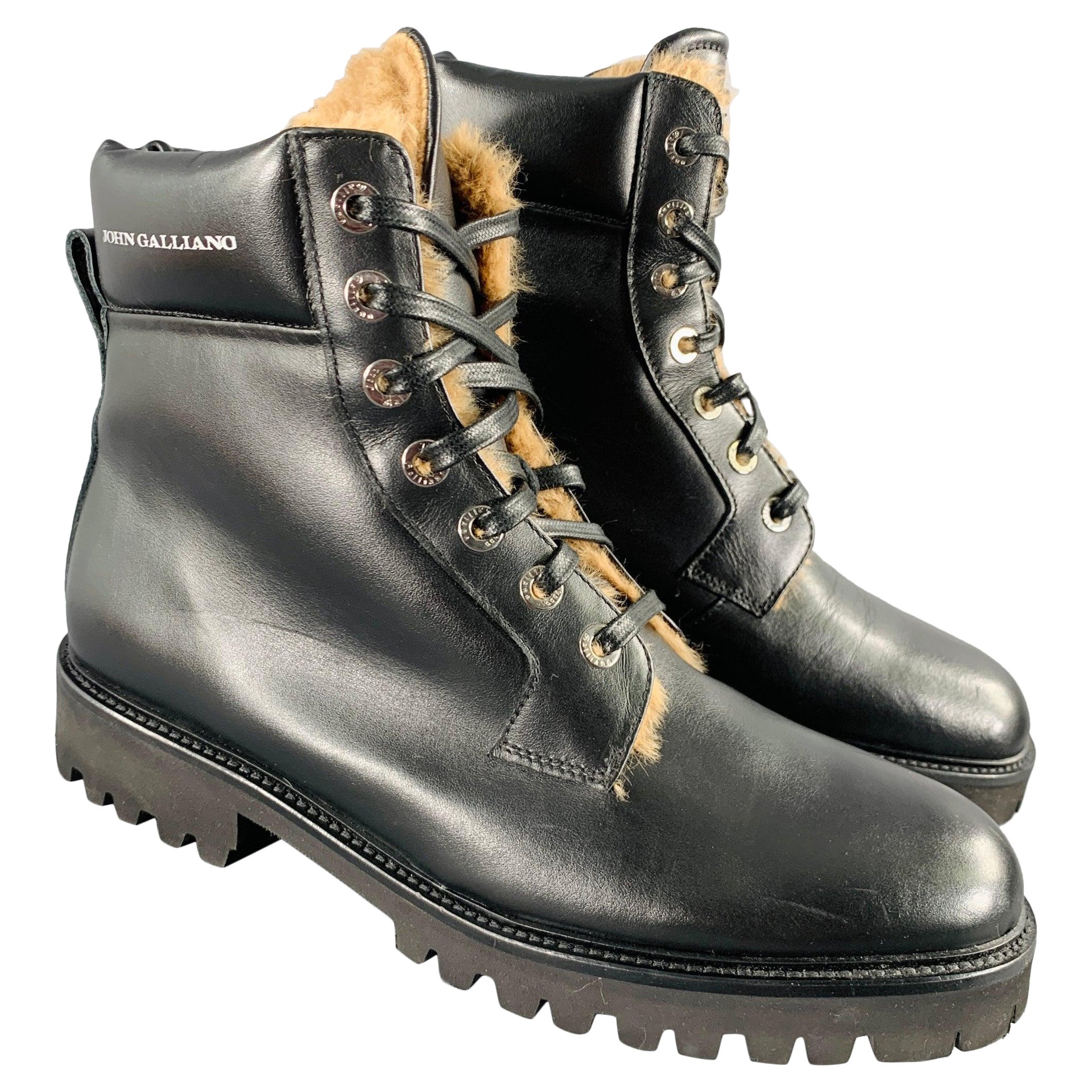 JOHN GALLIANO Size 10 Black Leather Lace-Up Boots at 1stDibs JOHN GALLIANO Size 10 Black Leather Lace-Up Boots at 1stDibs