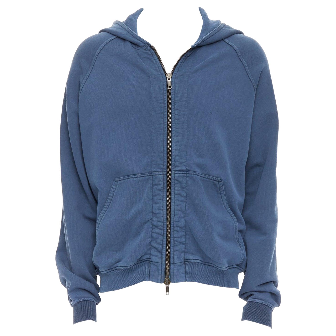 HAIDER ACKERMANN Perth blue washed cotton zip up hoodie XS HAIDER ACKERMANN Perth blue washed cotton zip up hoodie XS