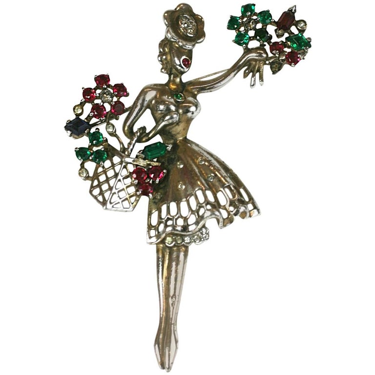 Trifari Sterling Alfred Philippe Riviera"Flower Seller" Brooch For Sale ...