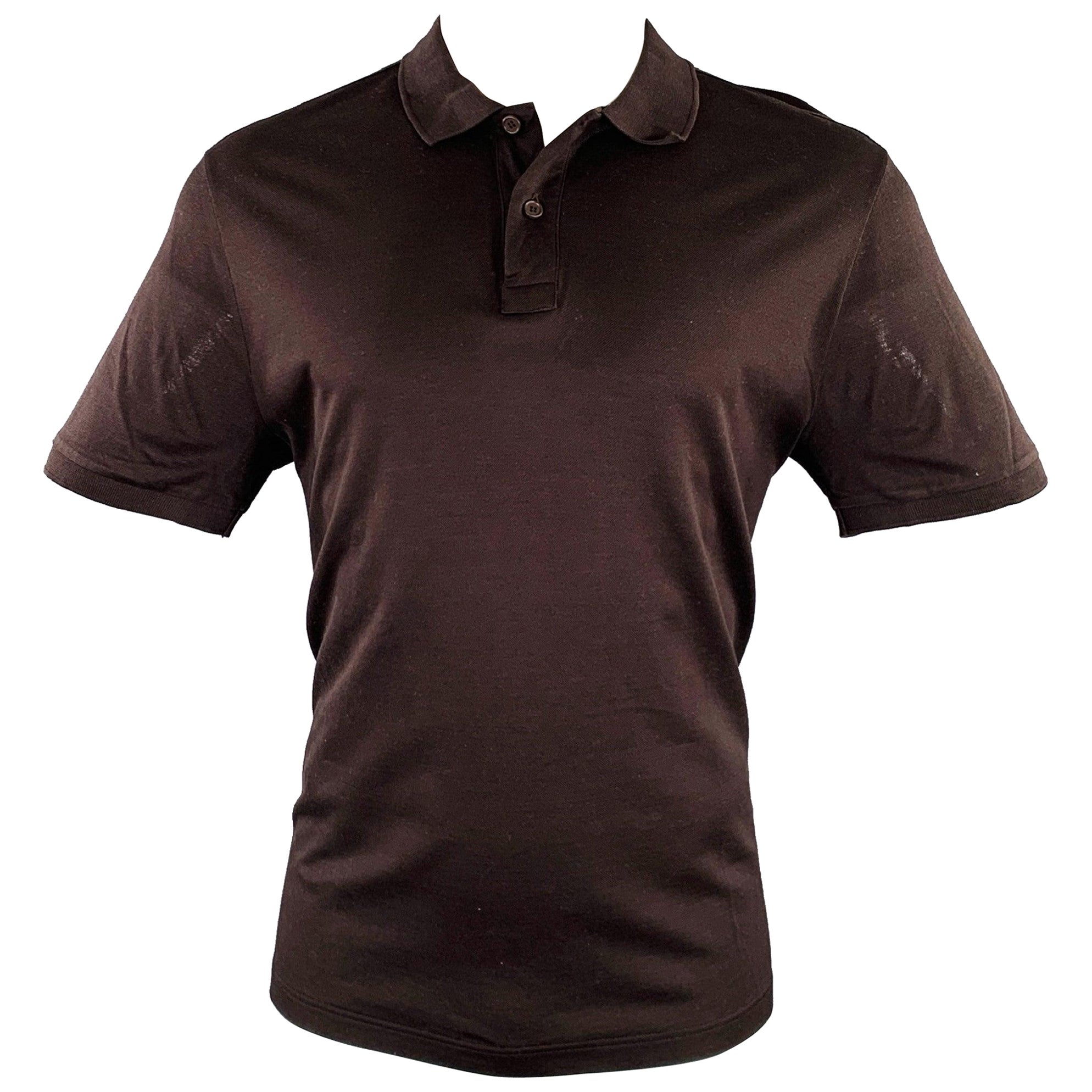 BOTTEGA VENETA Spring 2020 Size M Brown Cotton Buttoned Polo For Sale ...