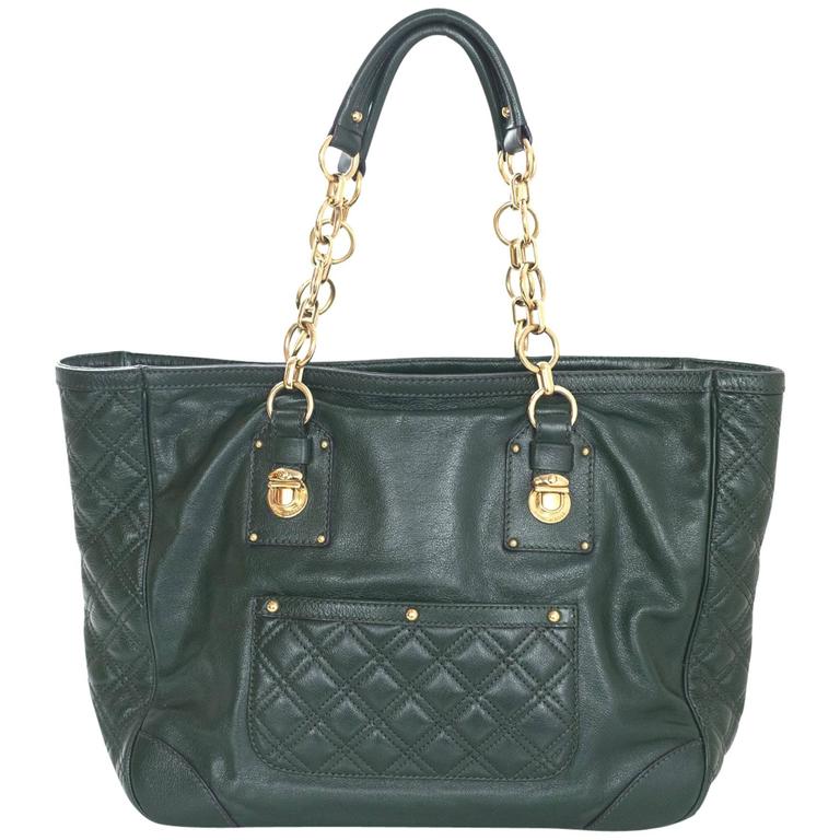 Marc Jacobs Green Leather Quilted Tote Bag For Sale at 1stDibs