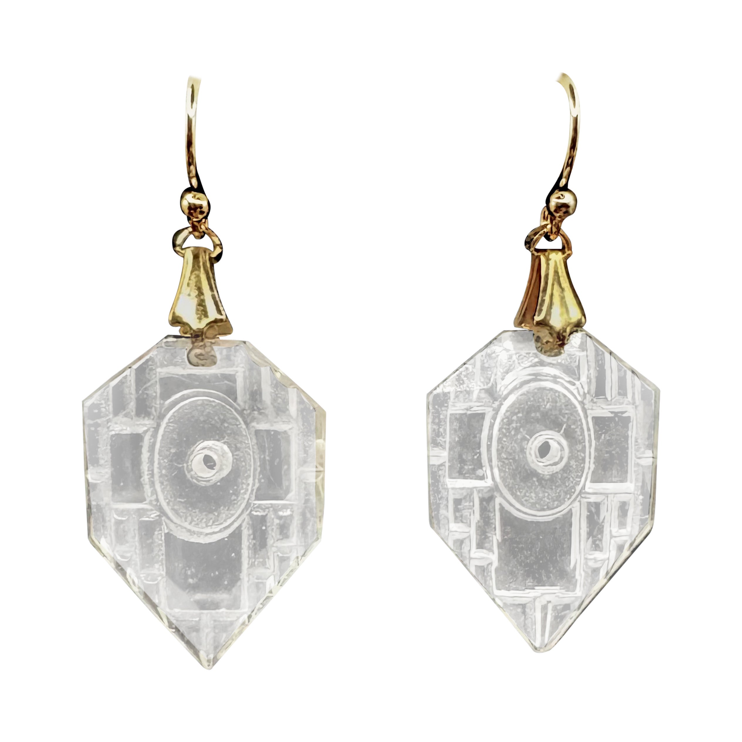 PONTIEL Art Deco Geometric Elongated Hexagon Shape Molded Glass Drop ...