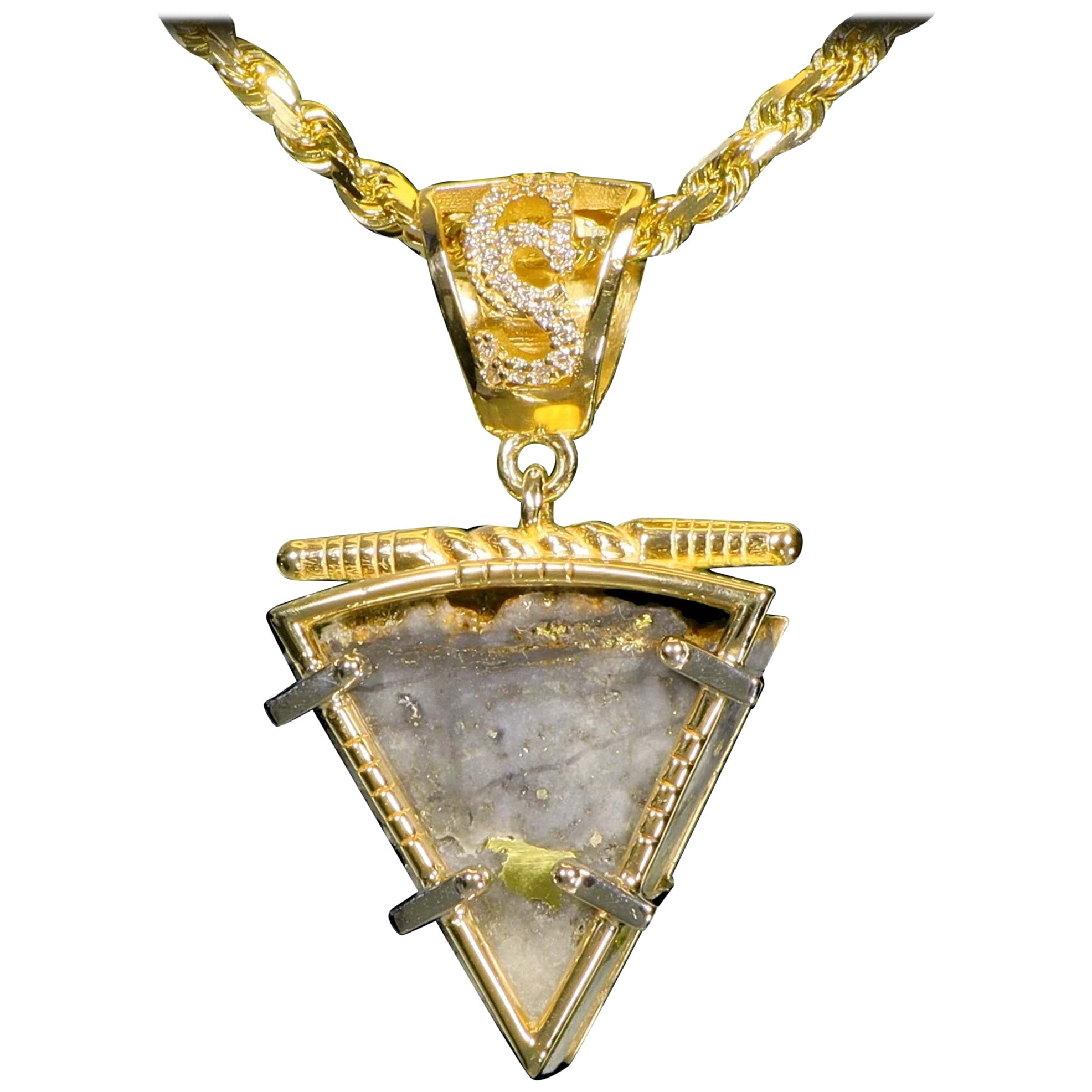 Cody Stone (23.30 Ct) Natural Gold in Quartz High Jewelry Necklace For ...