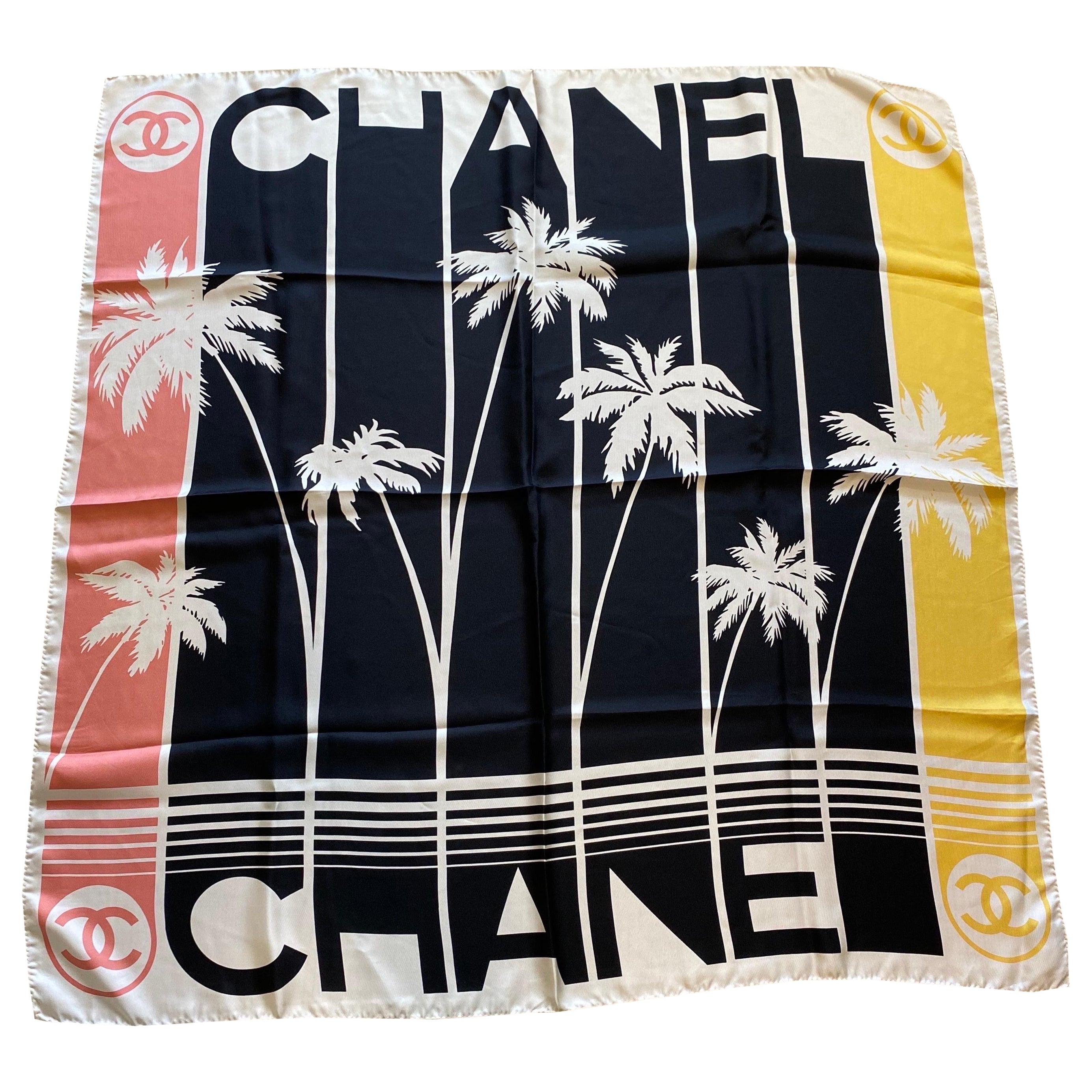 Chanel Miami silk scarf foulard For Sale at 1stDibs