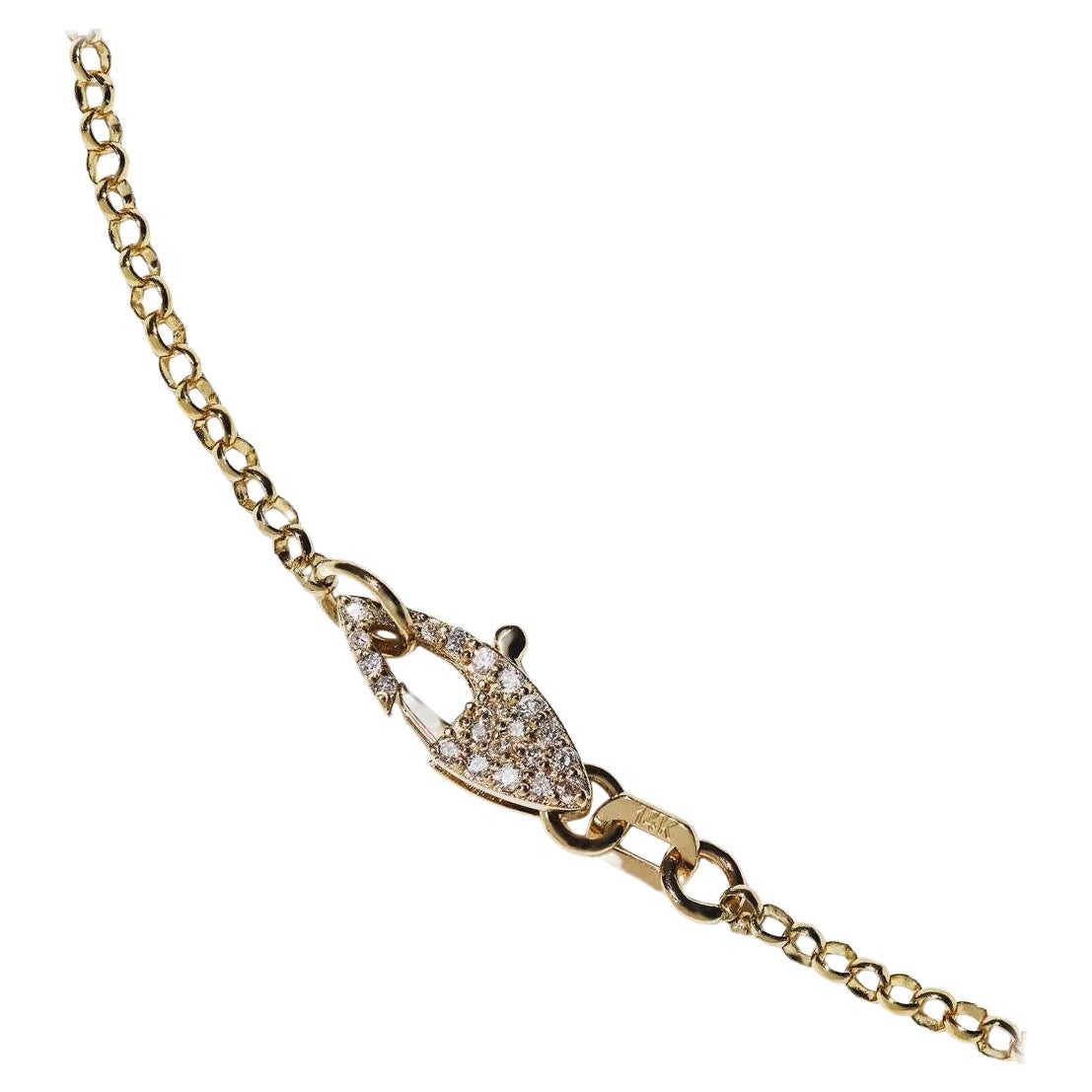 14k Gold Rolo Chain with Diamond Clasp (15”) For Sale at 1stDibs