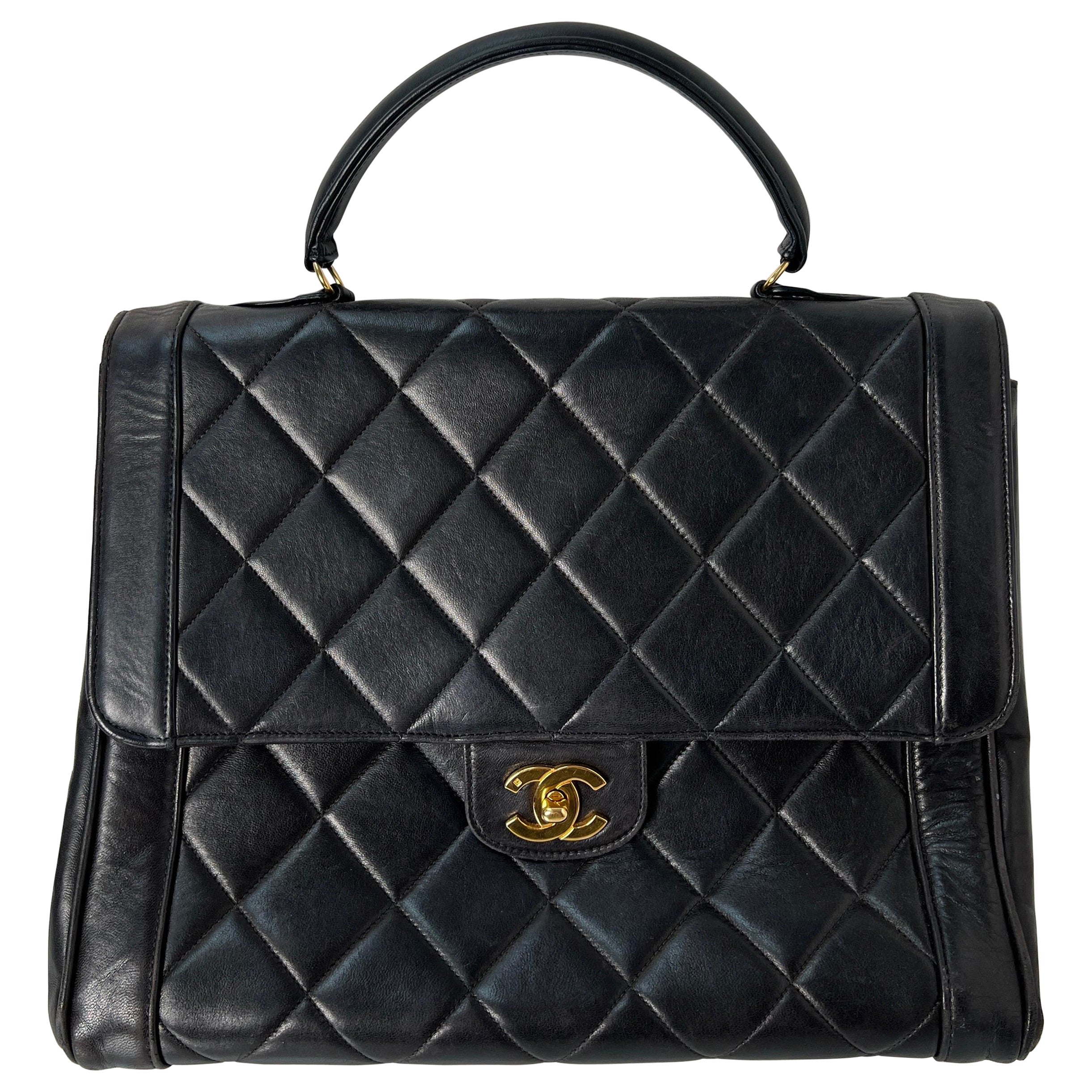 Vintage Black Chanel Kelly Bag For Sale at 1stDibs