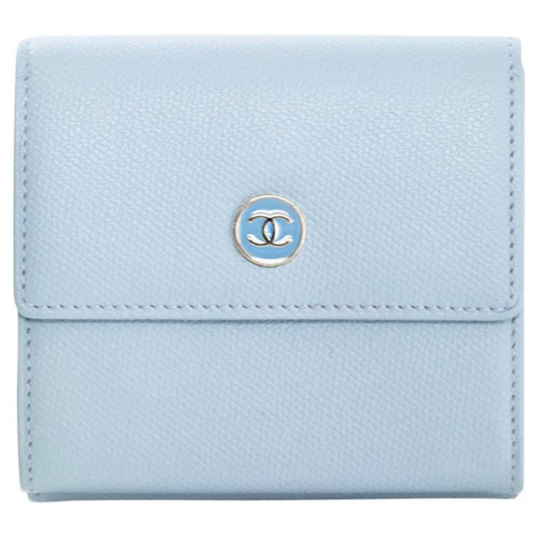 Chanel Light Blue Leather Double Snap Short Wallet For Sale at 1stDibs ...