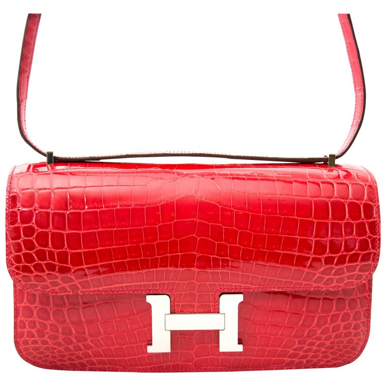 Brand New Constance Elan Crocodile Niloticus Lisse Bougainvillier Red ...