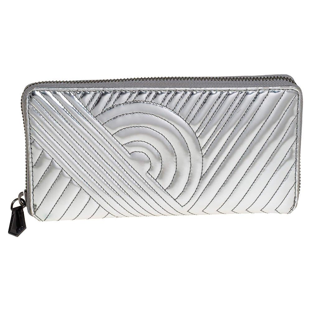 Reed Krakoff Silver Leather Zip Around Wallet For Sale at 1stDibs