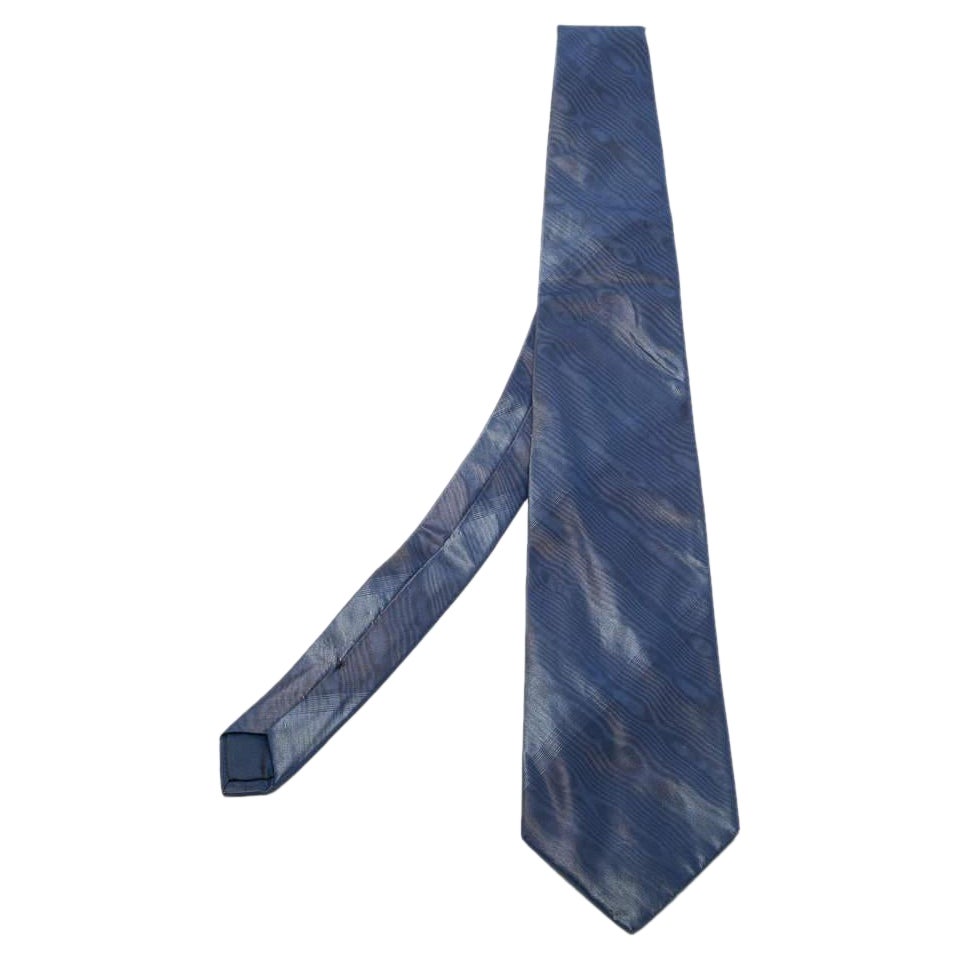 Lanvin Navy Blue Patterned Print Silk Tie For Sale at 1stDibs