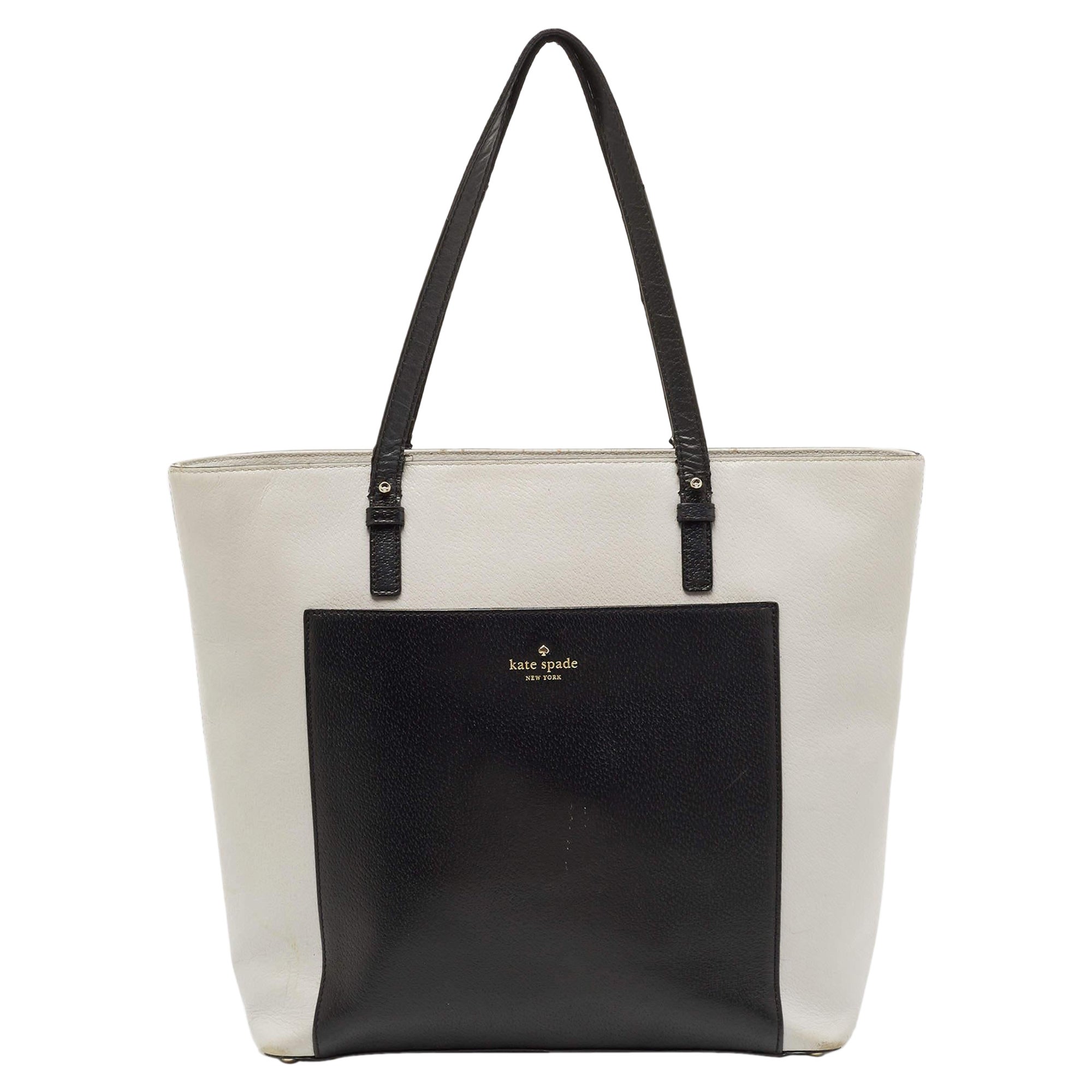Kate Spade Grey/Black Leather Street Sadie Tote For Sale at 1stDibs