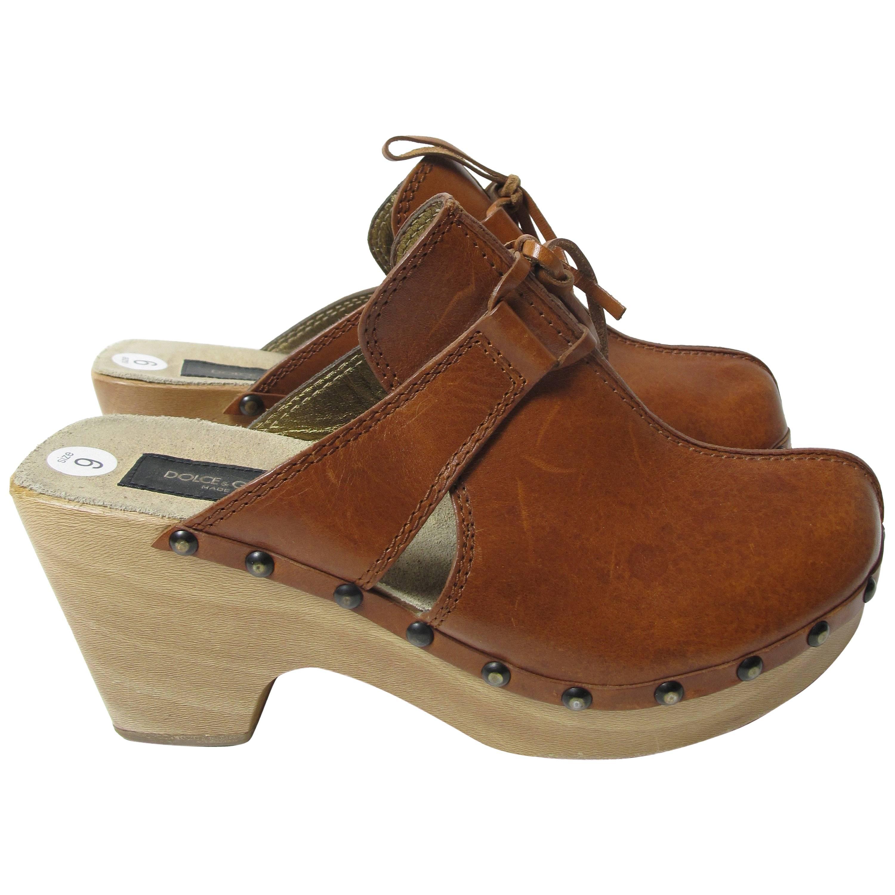 Dolce and Gabbana Leather and Wooden Clogs For Sale at 1stDibs | dolce ...