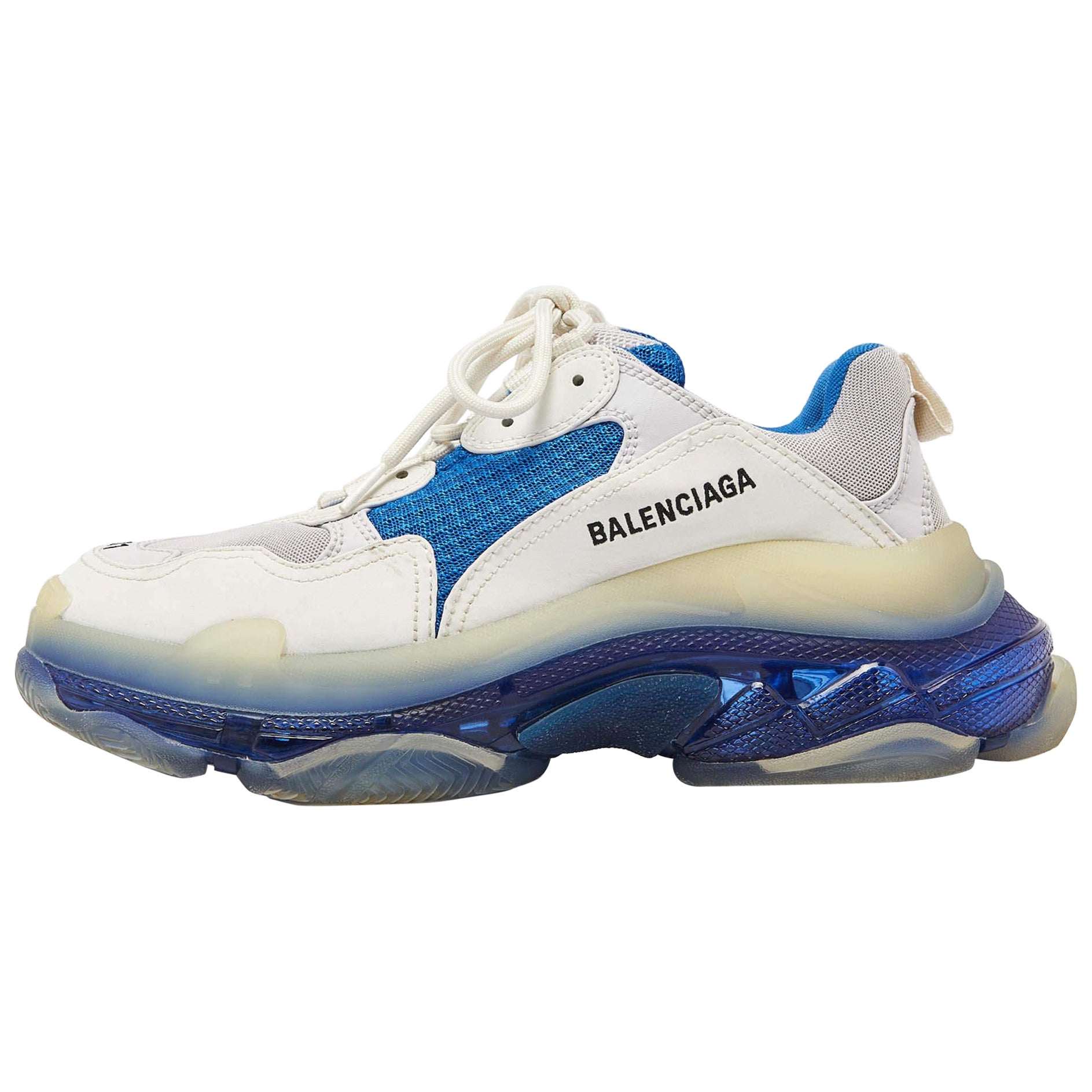 Balenciaga Tri Color Mesh and Faux Leather Triple S Clear Sole Sneakers ...