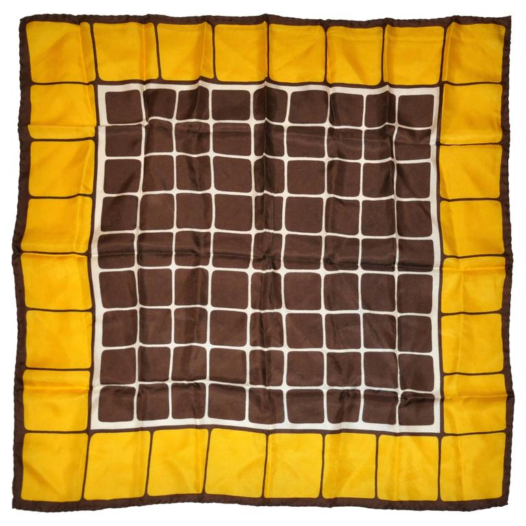 Symphony "Yellow and Brown Color-Block" Silk Scarf For Sale at 1stDibs ...