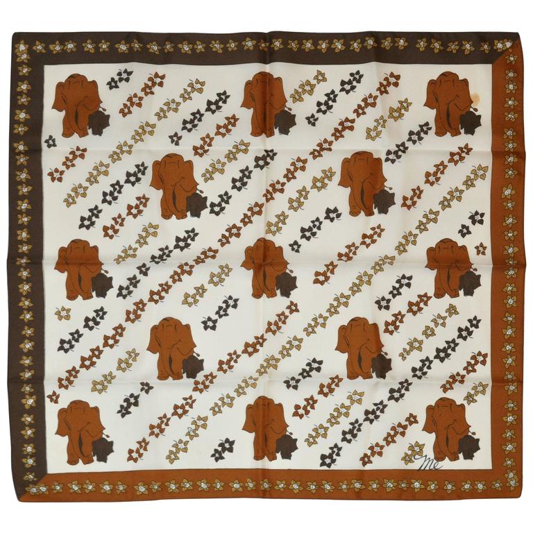 Me "Floral and Elephants" Scarf For Sale at 1stDibs