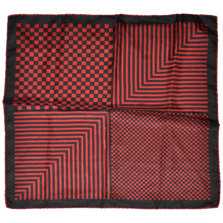 Navy and Deep Red Checkered Men's Silk Handkerchief For Sale at 1stDibs ...