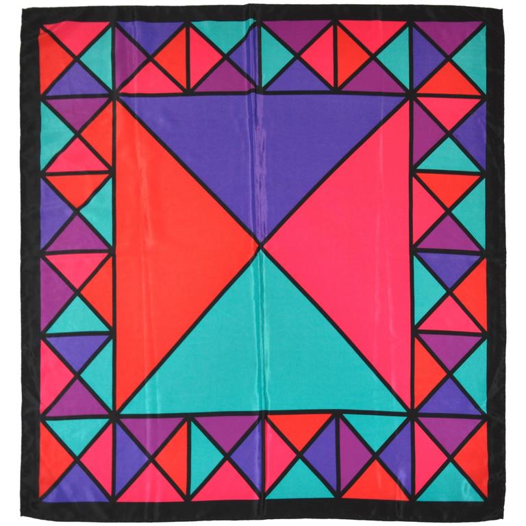 Multi-Color "Triangles" Silk Scarf For Sale at 1stDibs