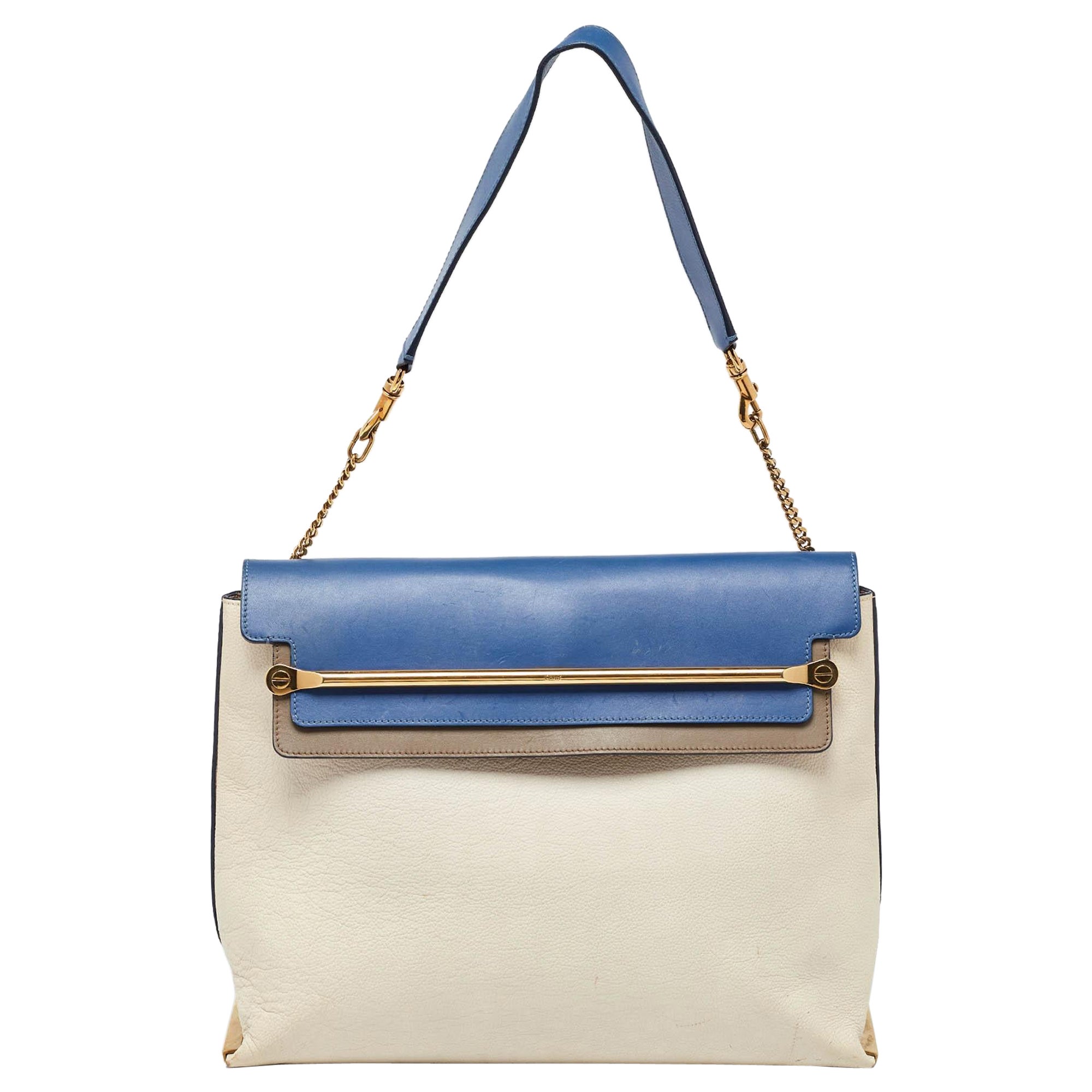 Chloe Tri Color Leather Large Clare Shoulder Bag For Sale at 1stDibs
