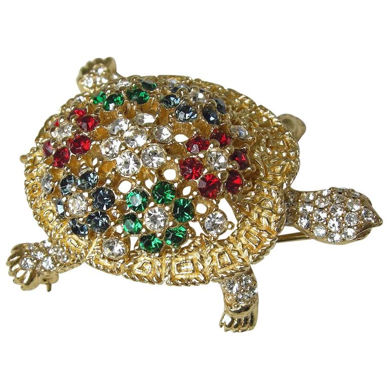 Vintage 1960s Ciner Turtle Brooch at 1stDibs