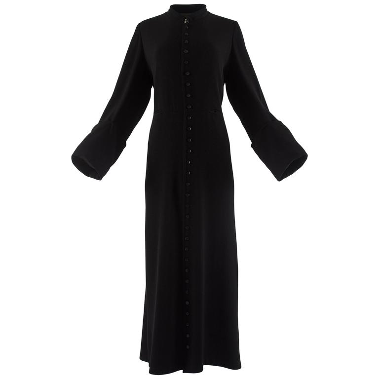 Margiela Autumn-Winter 1992 black cotton full length priest coat at ...