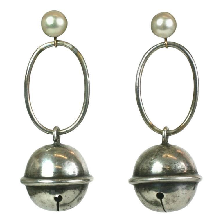 Cultured Pearl Bell Earrings, SdesR For Sale at 1stDibs