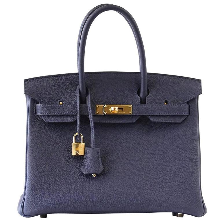 Hermes Birkin 30 Tasche Blue Nuit Gold Hardware Togo Leder bei 1stDibs